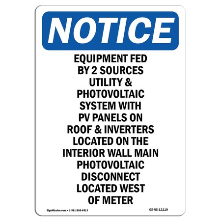 Signmission Safety Sign, OSHA Notice, 18" Height, Equipment Fed By 2 ...