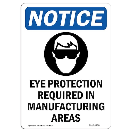 Signmission OSHA Sign, Eye Protection Required, 18in X 12in Decal, 12 ...