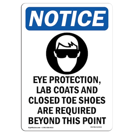 Signmission OSHA Notice Sign, Eye Protection Lab With Symbol, 7in X 5in ...