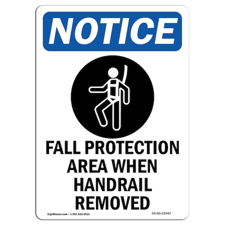 Signmission OSHA Notice Sign, Fall Protection Area With Symbol, 24in X ...