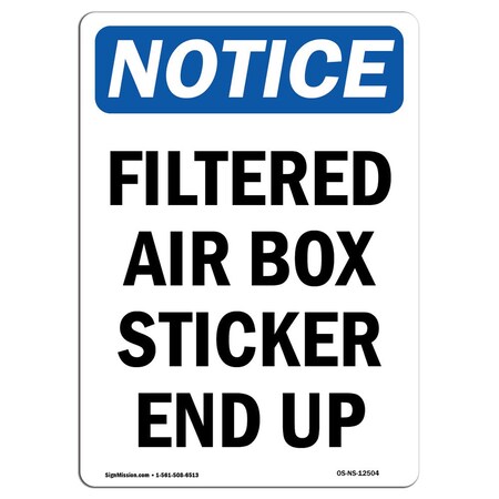 Signmission Safety Sign, OSHA Notice, 5" Height, Filtered Air Box ...