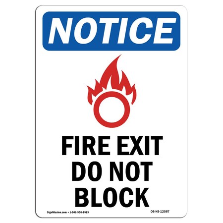 Signmission OSHA Sign, Fire Exit Do Not Block With Symbol, 24in X 18in ...