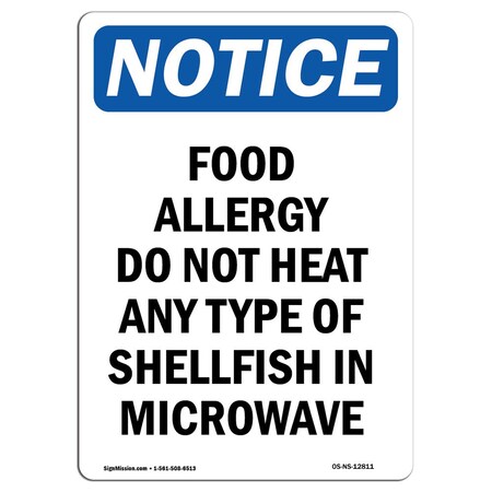Signmission Safety Sign, OSHA , 10" Height, Rigid Plastic, Food Allergy ...