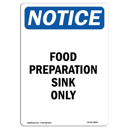 Signmission Safety Sign, OSHA Notice, 18" Height, Rigid Plastic, Food ...
