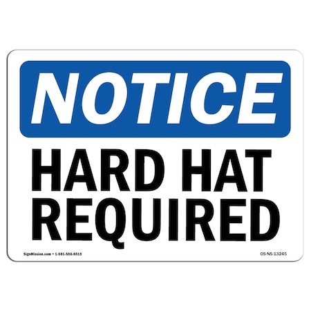 Signmission OSHA Sign, Hard Hat Required, 10in X 7in Decal, 10" W, 7" H ...