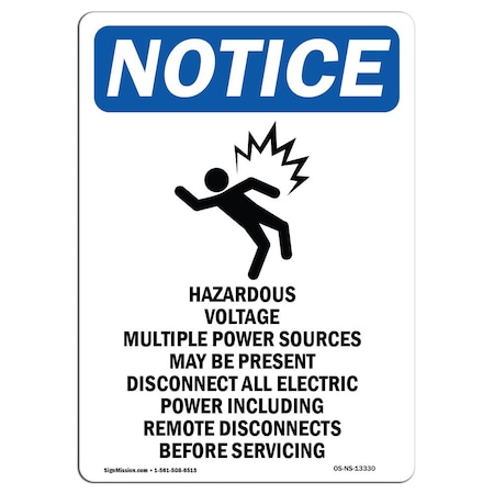 Signmission OSHA Sign, Hazardous Voltage With, 24in X 18in Decal, 18"W ...