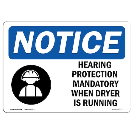 Signmission OSHA Notice Sign, Hearing Protection Mandatory With Symbol ...