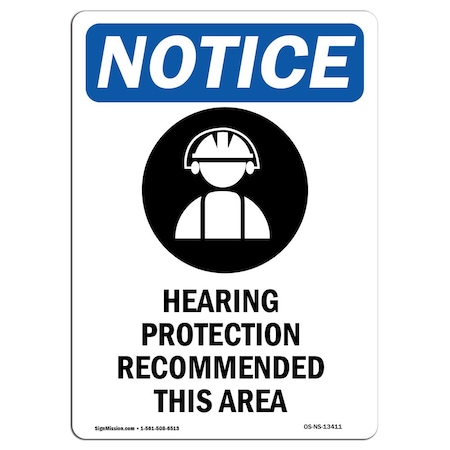 Signmission OSHA Sign, Hearing Protection With Symbol, 7in X 5in Decal ...