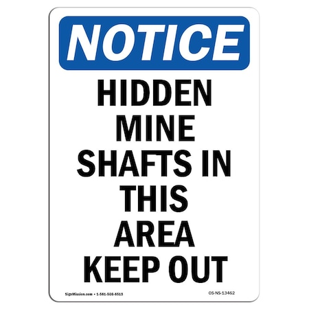 Signmission Safety Sign, OSHA Notice, 18" Height, Hidden Mine Shafts In ...