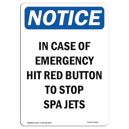 Signmission Safety Sign, OSHA Notice, 24" Height, In Case Of Emergency ...