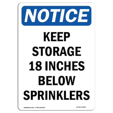 Signmission Safety Sign, OSHA Notice, 18" Height, Keep Storage 18 ...