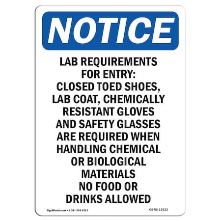 Signmission Safety Sign, OSHA , 10" Height, Rigid Plastic, Lab ...