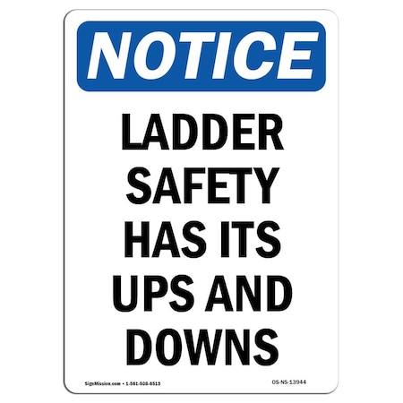 Signmission Safety Sign, OSHA Notice, 24" Height, Ladder Safety Has Its ...
