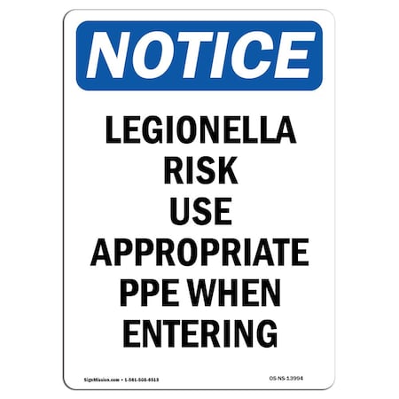 Signmission Safety Sign, OSHA Notice, 10" Height, Aluminum, Legionella ...