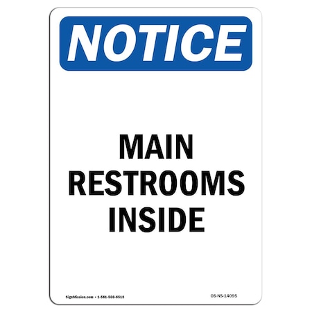 Signmission Safety Sign, OSHA Notice, 14" Height, Aluminum, Main ...