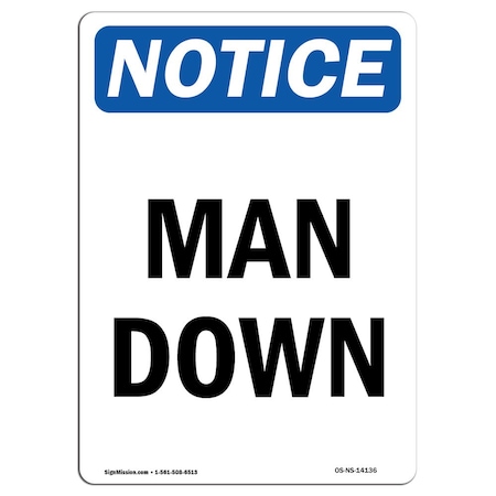 Signmission Safety Sign, OSHA Notice, 24" Height, Man Down Sign ...