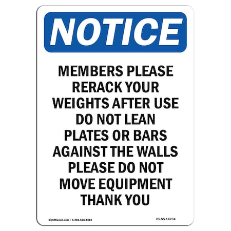 Signmission Safety Sign, OSHA Notice, 10" Height, Aluminum, Members ...