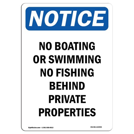 Signmission Safety Sign, OSHA Notice, 24" Height, No Boating Or ...