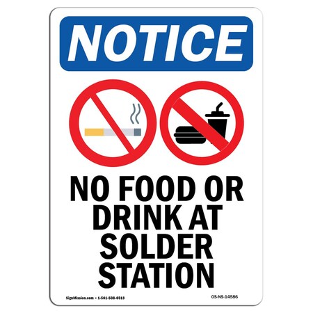 Signmission Safety Sign, OSHA Notice, 5" Height, No Food Or Drink At ...