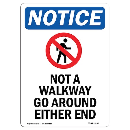 Signmission Safety Sign, OSHA Notice, 14" Height, Not A Walkway Go ...