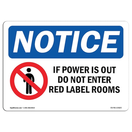 Signmission Safety Sign, OSHA Notice, 7" Height, NOTICE If Power Is Out ...