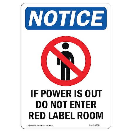 Signmission Safety Sign, OSHA Notice, 18" Height, NOTICE If Power Is ...