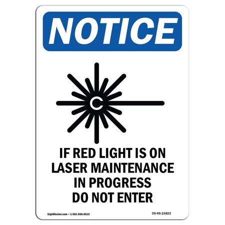 Signmission Safety Sign, OSHA Notice, 18" Height, NOTICE If Red Light ...