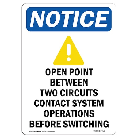 Signmission Safety Sign, OSHA Notice, 18" Height, Open Point Between ...