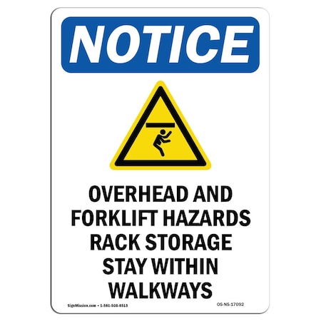 Signmission Safety Sign, OSHA , 10" Height, Rigid Plastic, Overhead And ...