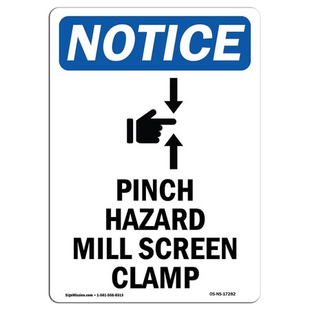 Signmission Safety Sign, OSHA Notice, 5" Height, Pinch Hazard Mill Sign ...
