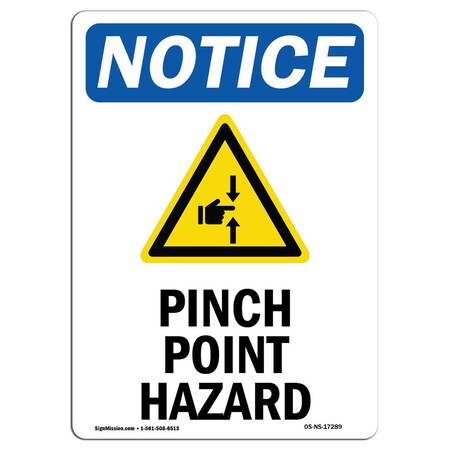 Signmission OSHA Notice Sign, 7" Height, Pinch Point Hazard Sign With ...