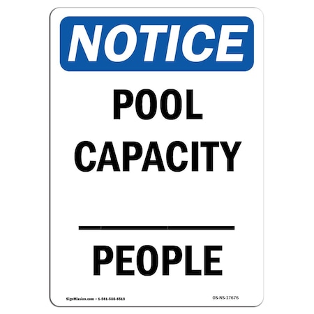 Signmission OSHA Notice Sign, Pool Capacity ____ People, 7in X 5in ...