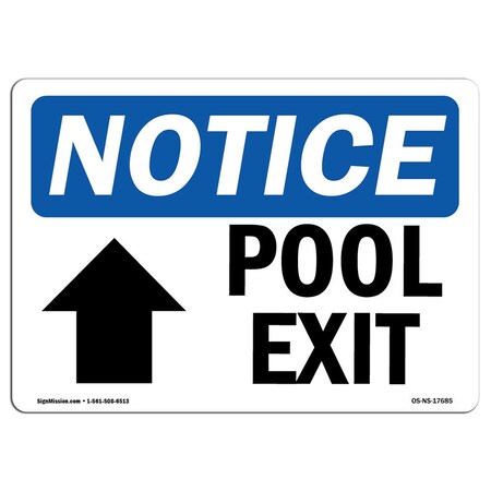 Signmission Safety Sign, OSHA Notice, 7" Height, Pool Exit (Up Arrow ...
