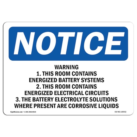 Signmission OSHA Notice Sign, 18" Height, 24" Width, Warning 1. This ...
