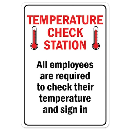 Signmission Public, Temperature Check Station, 14in X 10in Alum, 10" W ...