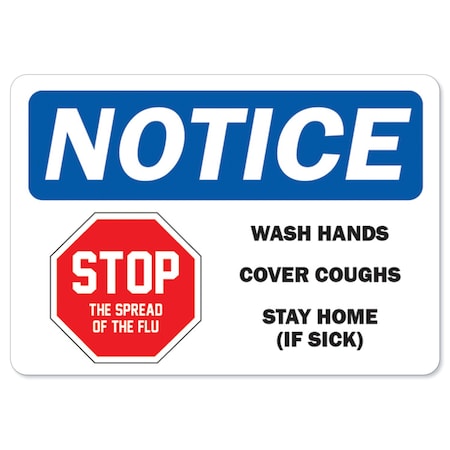 Signmission Public Safety Sign, Stop Spread Of Flu, 24in X 36in Decal ...