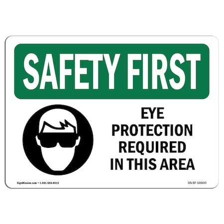 Signmission OSHA, Eye Protection Required In This Area, 7in X 5in, 7" W ...