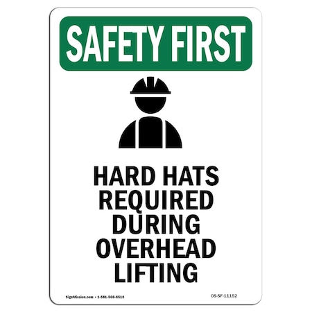Signmission OSHA Sign, Hard Hats Required W/ Symbol, 7in X 5in Decal, 5 ...