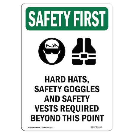 Signmission OSHA SAFETY FIRST Sign, Hard Hats Safety W/ Symbol, 7in X ...