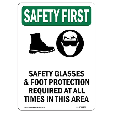 Signmission OSHA Sign, Glasses And Foot W/ Symbol, 14in X 10in Aluminum ...