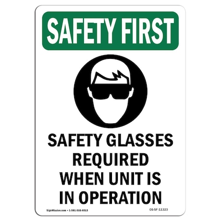 Signmission OSHA Sign, Glasses Required W/ Symbol, 10in X 7in Decal, 7 ...