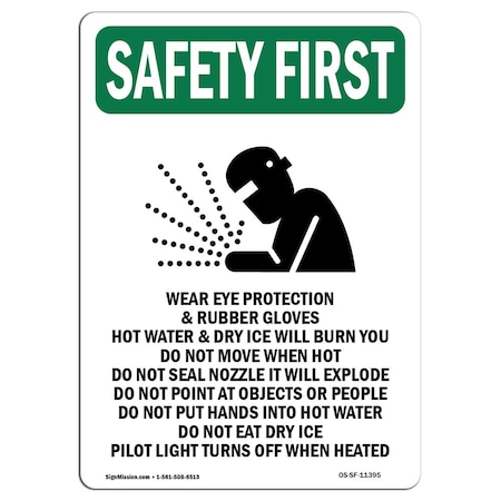 Signmission OSHA SAFETY FIRST Sign, Wear Eye Protection W/ Symbol, 14in ...