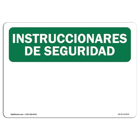 Signmission OSHA SAFETY INSTRUCTIONS Sign, INSTRUCCIONES DE SEGURIDAD ...