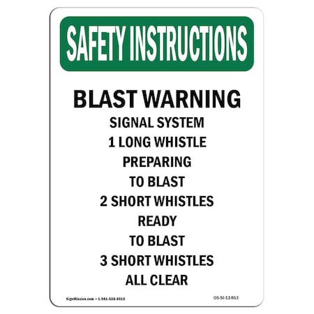 Signmission OSHA Sign, 24" Height, Decal, 24" W, 24" H, Portrait, Blast ...