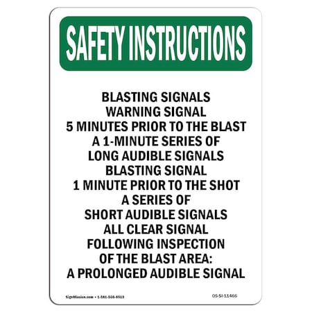 Signmission OSHA INSTRUCTIONS Sign, Blasting Signals Warning Signal ...