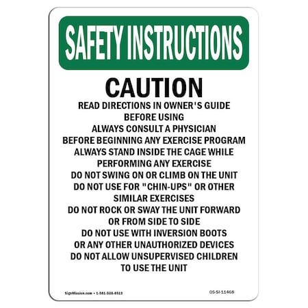 Signmission OSHA INSTRUCTIONS Sign, Read Directions In Owner's, 10in X ...