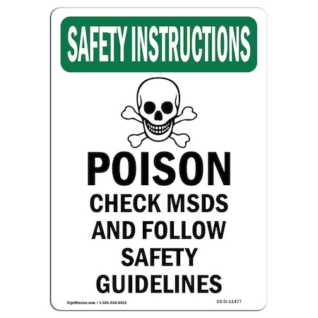 Signmission OSHA SAFETY INSTRUCTIONS Sign, Poison Check Msds W/ Symbol ...