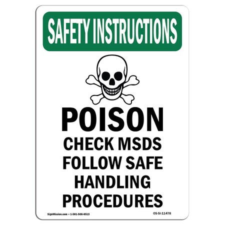Signmission OSHA SAFETY INSTRUCTIONS Sign, Poison See Msds And W ...