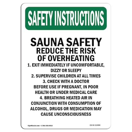 Signmission OSHA SAFETY INSTRUCTIONS Sign, Sauna Safety Reduce The Risk ...