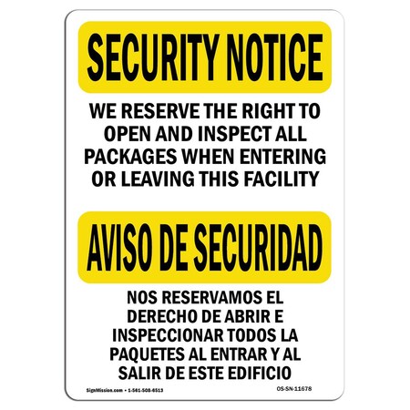 Signmission OSHA Security Sign, 10" Height, 14" Width, Aluminum, We ...